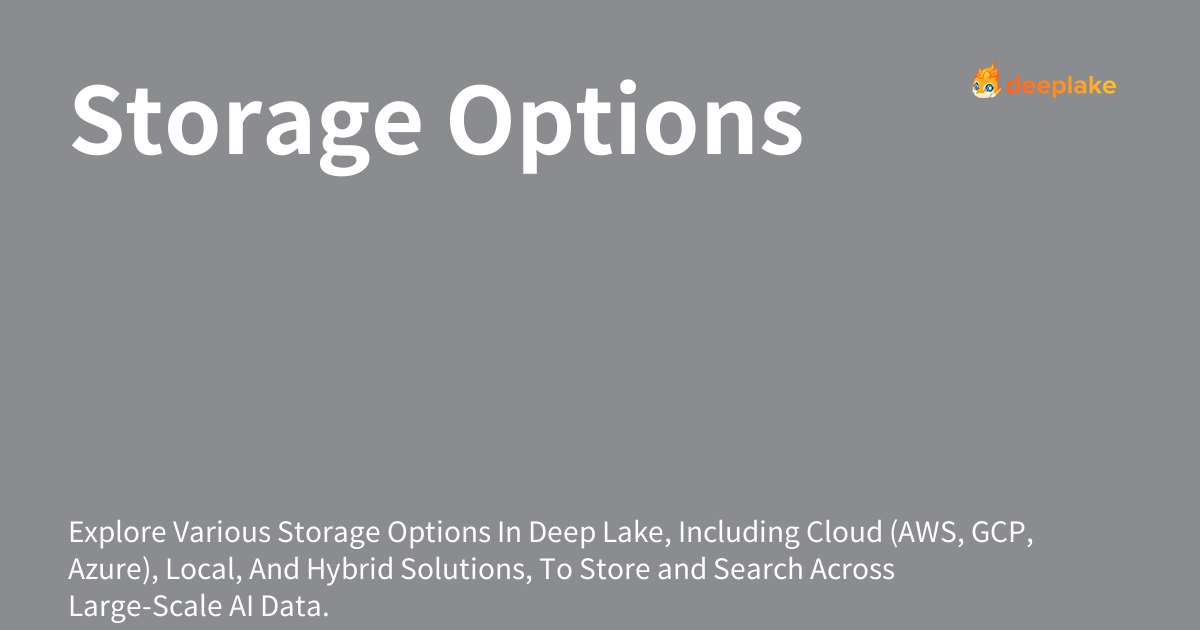 Storage Options - Deep Lake