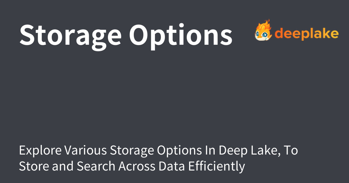 Storage Options - Deep Lake